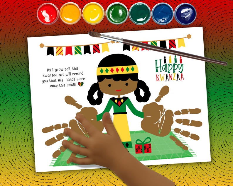 Kwanzaa Handprint Crafts, Kwanzaa Kids Female, Handprint Art, Winter ...