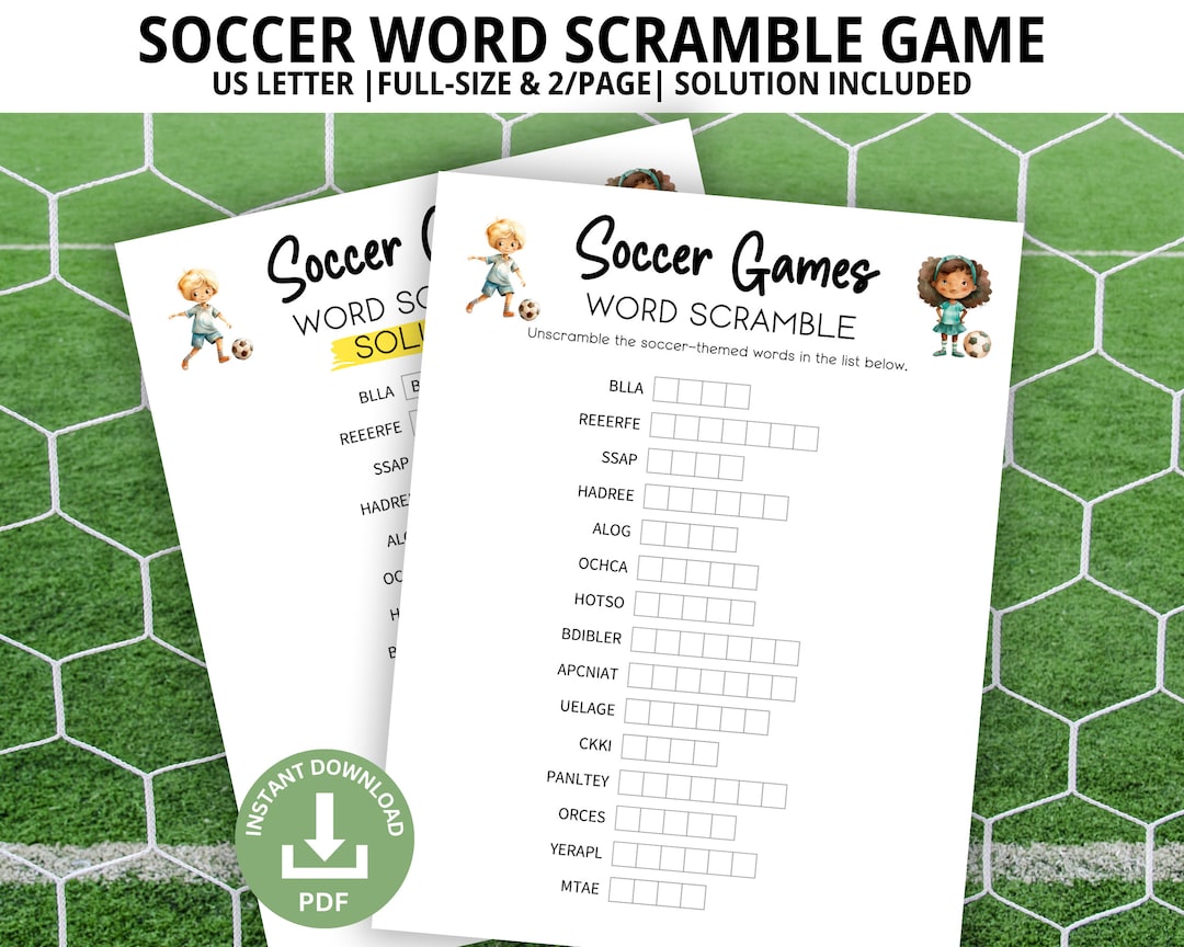 Soccer Word Scramble Game, Soccer Games, Group Games, Soccer Birthday ...
