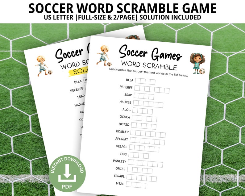 Soccer Word Scramble Game, Soccer Games, Group Games, Soccer Birthday ...
