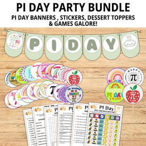 Printable Pi Day Party Bundle, Pi Day Party Favors, Math Pi Day Banner ...