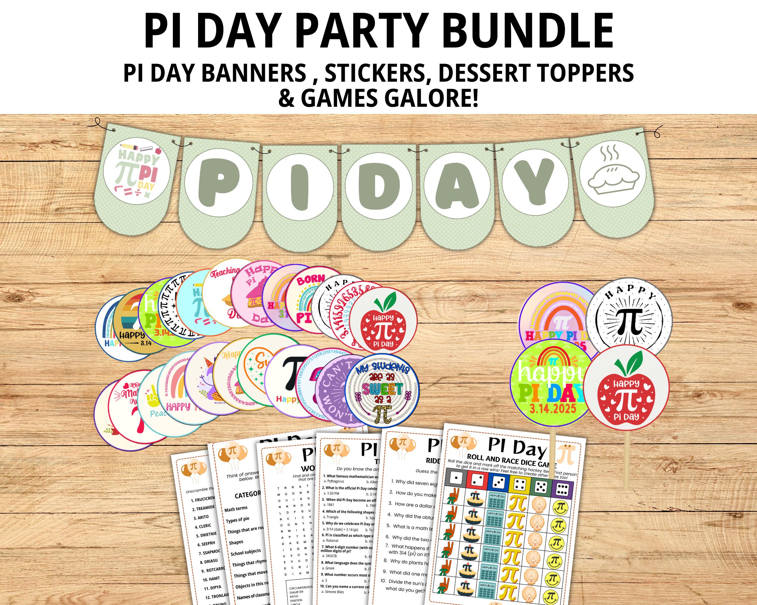 Printable Pi Day Party Bundle, Pi Day Party Favors, Math Pi Day Banner ...