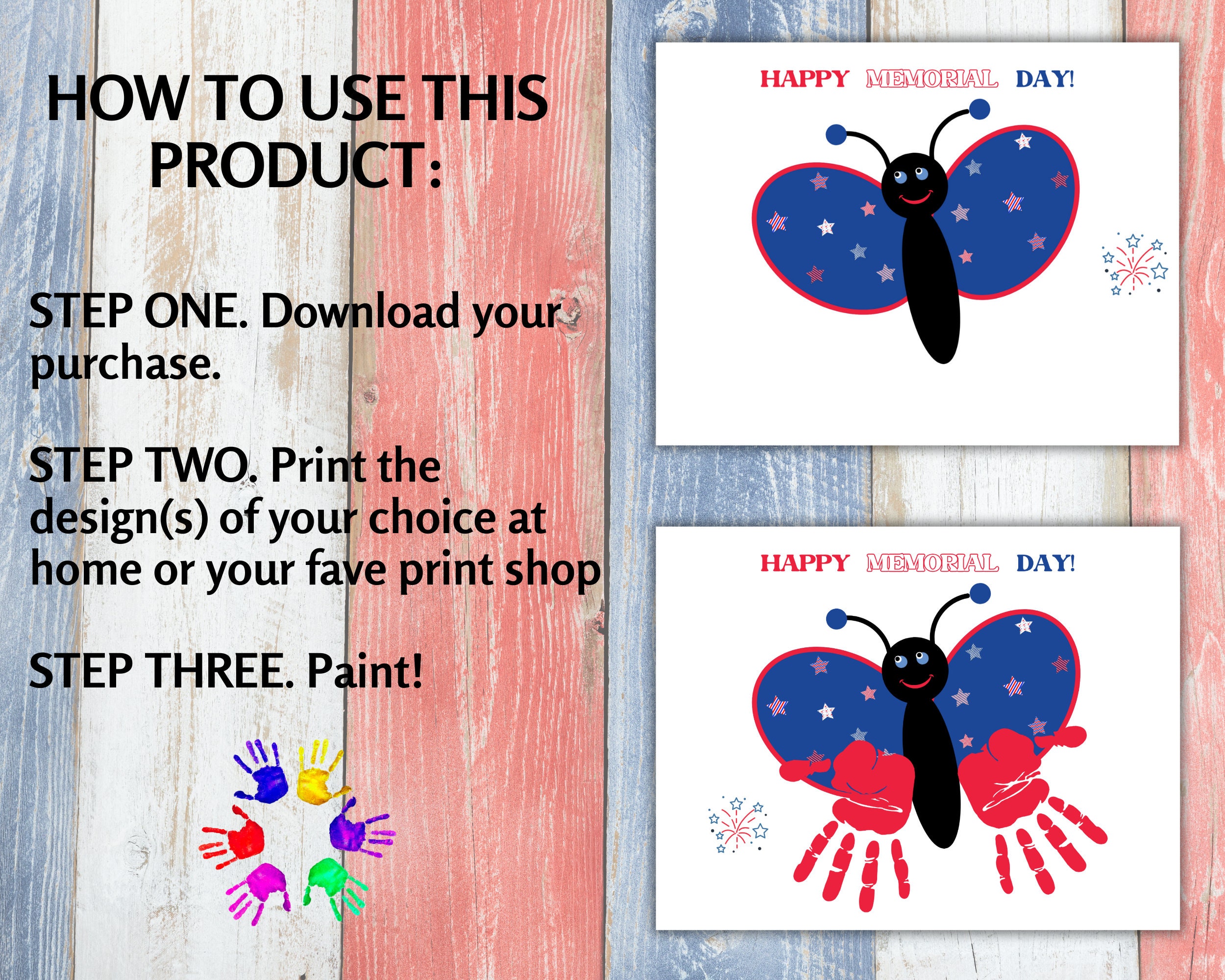 Memorial Day Handprint Craft, Patriotic Handprint Art, Handprint Sign ...
