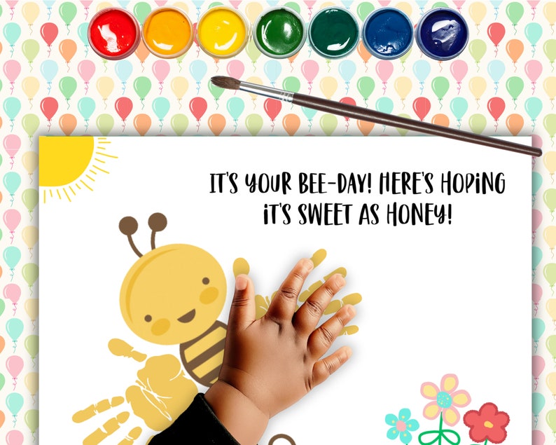 Birthday Bee Craft, Bee Handprint Craft, Birthday Handprint Art ...