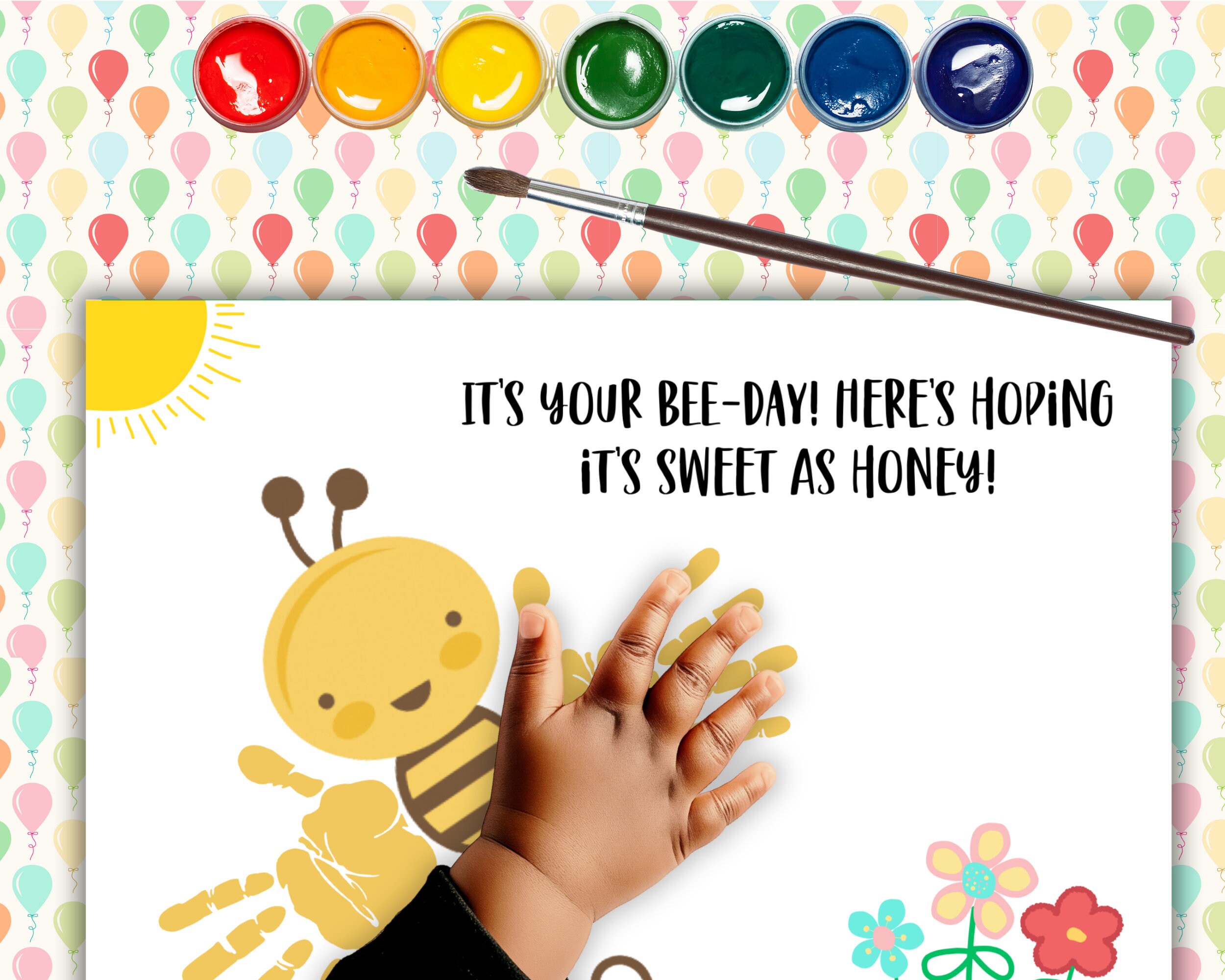 Birthday Bee Craft, Bee Handprint Craft, Birthday Handprint Art ...