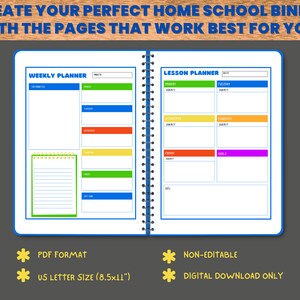 Printable Homeschool Planner Rainbow Colored Homeschool - Etsy