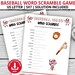 Baseball Word Scramble Game, Baseball Party Game, Family Game Night ...