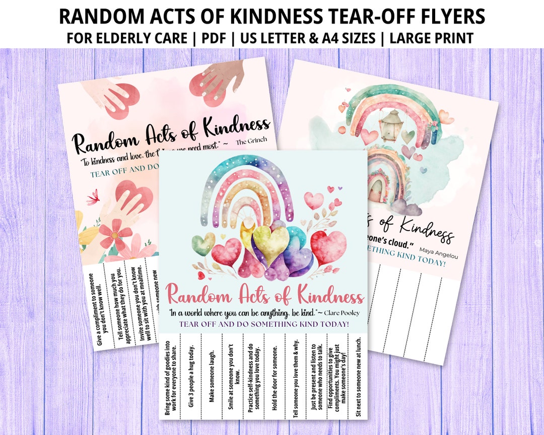 Random Acts of Kindness, Tear off Flyer, Spread Kindness, Kindness ...