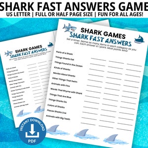 Shark Fast Answers Game, Shark Games, Shark Birthday Party, Birthday ...
