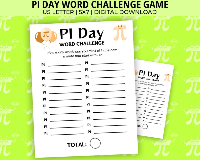 Pi Day Word Challenge Game, Word Game, Math Pi Day Trivia, Math ...