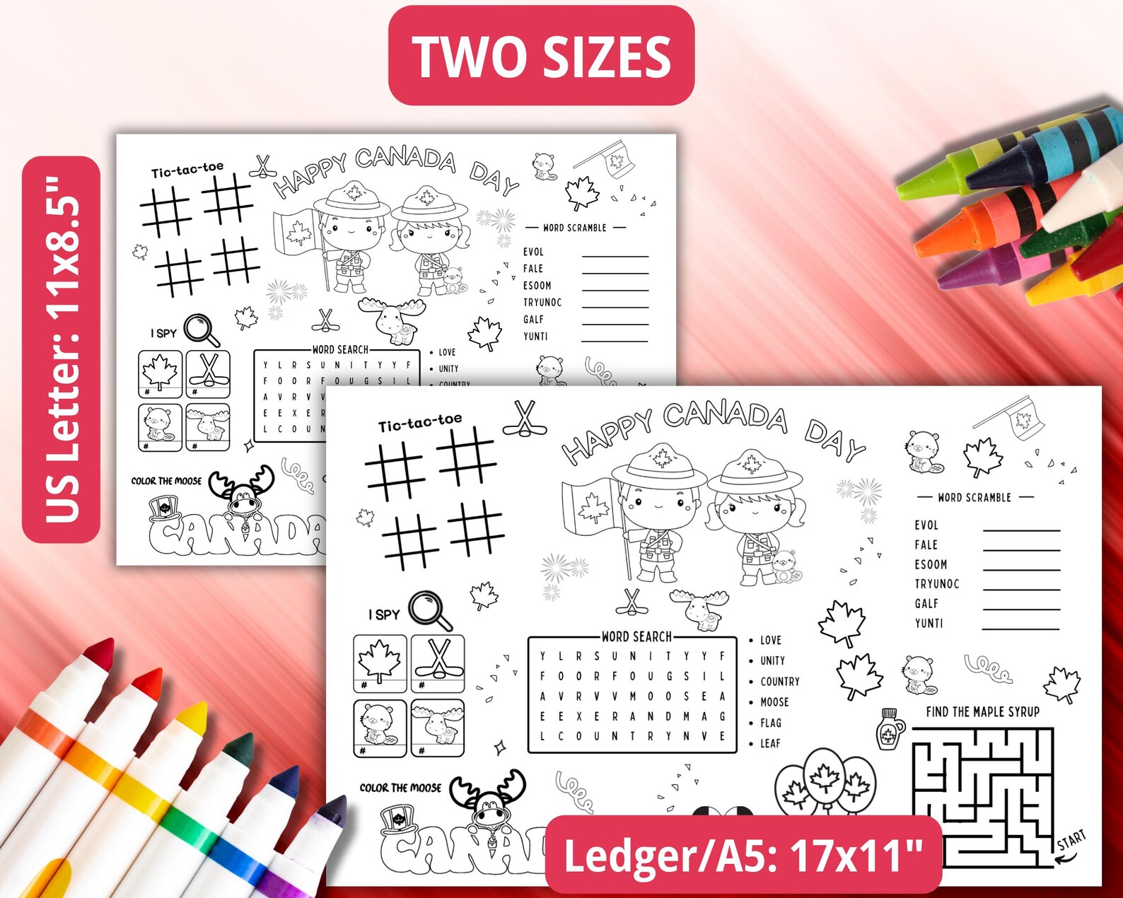 Canada Day Activity Sheet, 2 Sizes, Canada Day Game, Activity Placemat ...