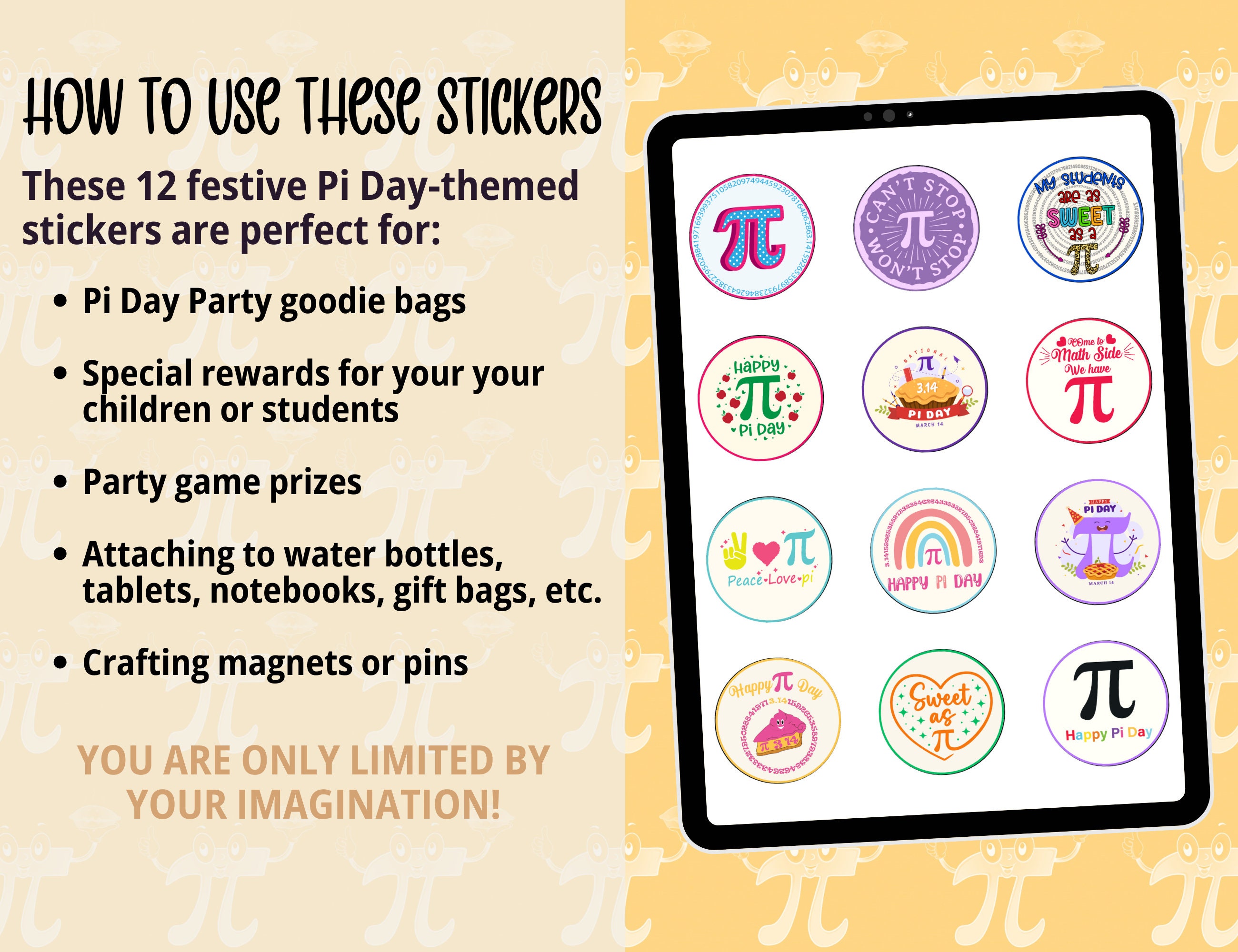 Pi Day Stickers, Collection 2, Printable Stickers, Pi Day Decor, Math ...