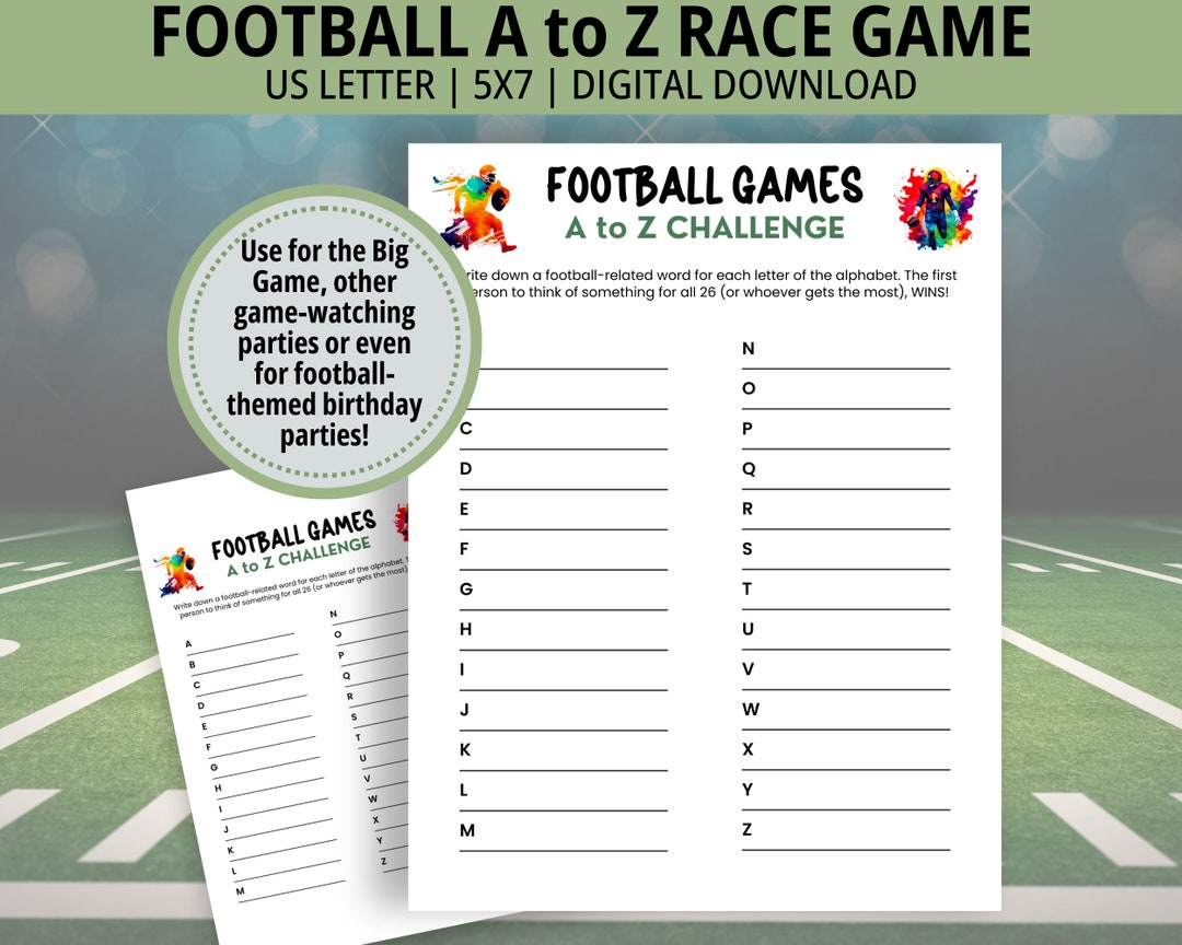 Football A to Z Race, Football Word Game, Family Game Night, Office ...