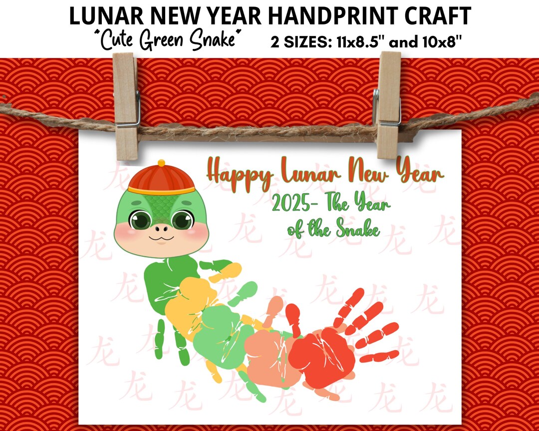 Lunar New Years Handprint Craft, Cute Snake, Chinese New Year Handprint ...