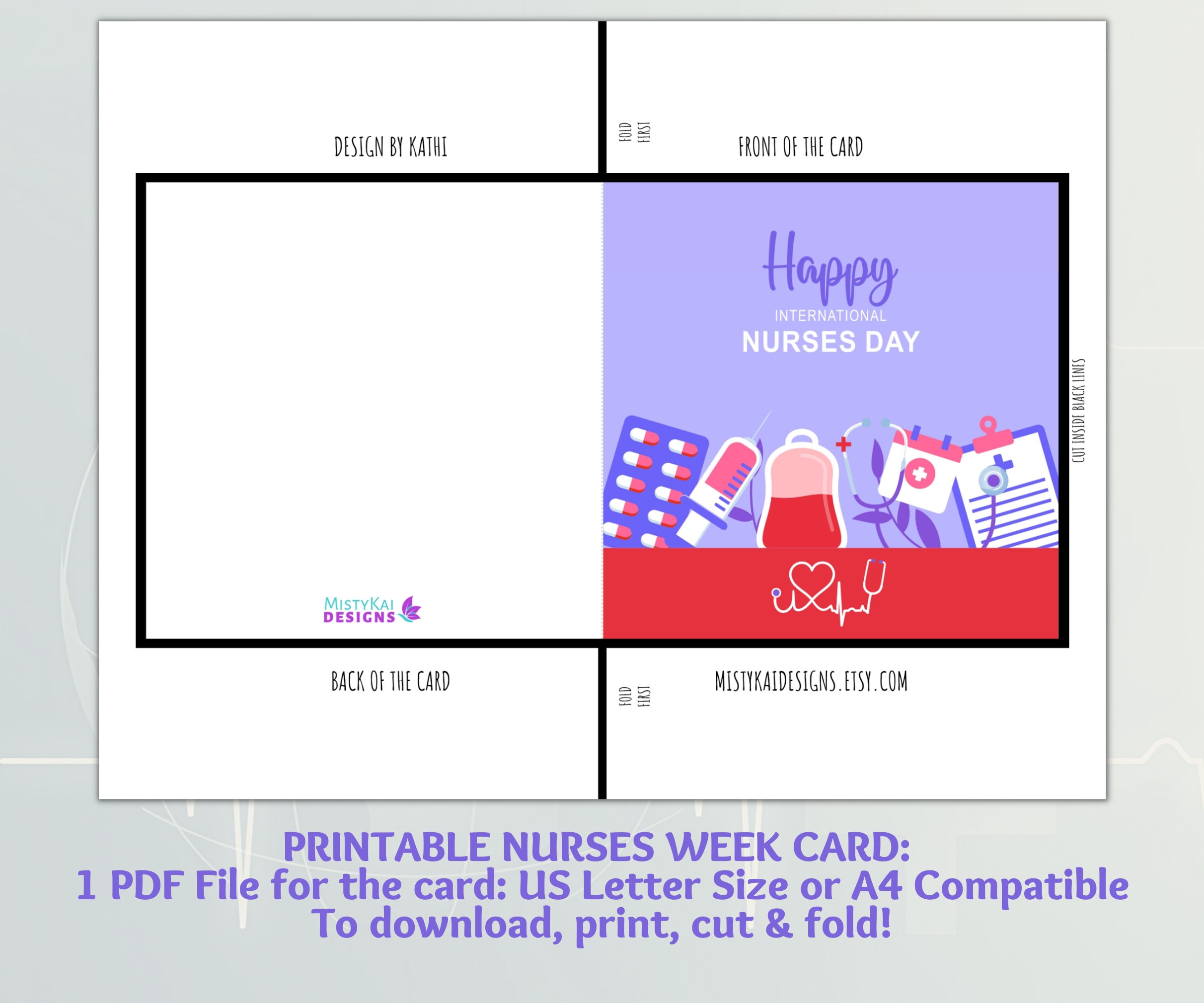 International Nurses Day Card, Happy Nurses Week, Printable Square Card ...