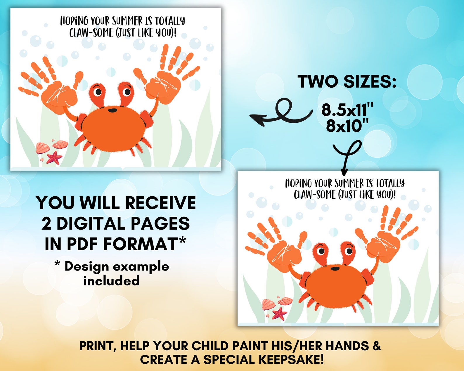 Summer Handprint Craft, Crab Handprint Craft, Summer Handprint Art ...