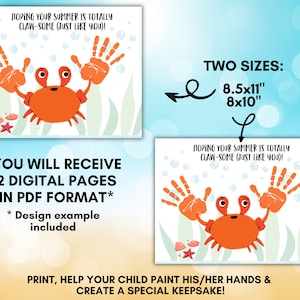 Summer Handprint Craft, Crab Handprint Craft, Summer Handprint Art ...