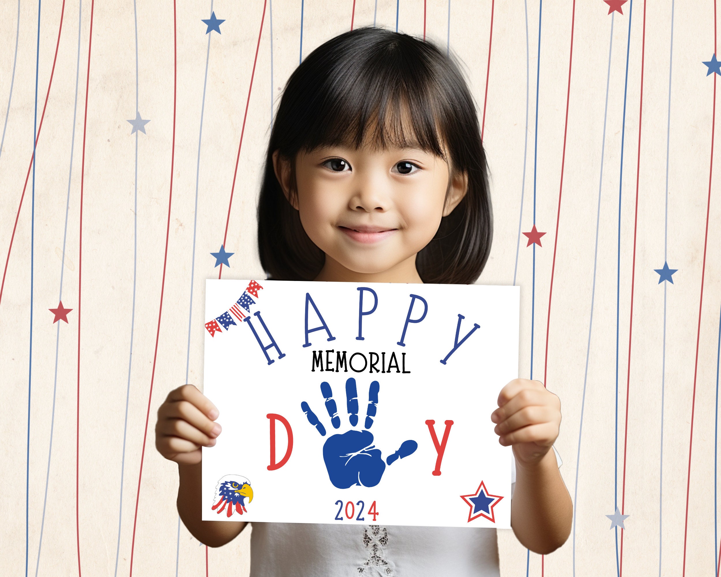 Memorial Day Handprint Craft, Patriotic Handprint Art, Handprint Sign ...