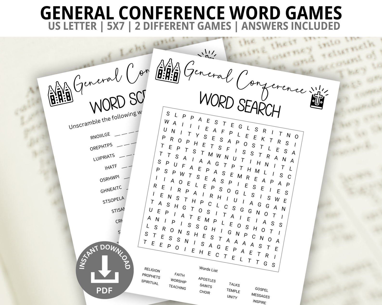 General Conference Word Games, Family Game Night, Office Party Games ...