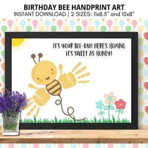 Birthday Bee Craft, Bee Handprint Craft, Birthday Handprint Art ...