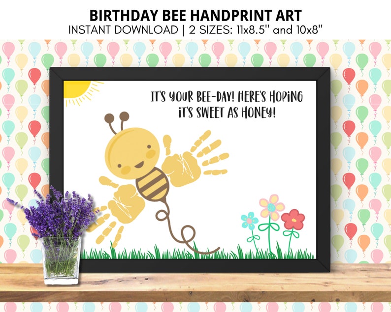 Birthday Bee Craft, Bee Handprint Craft, Birthday Handprint Art ...