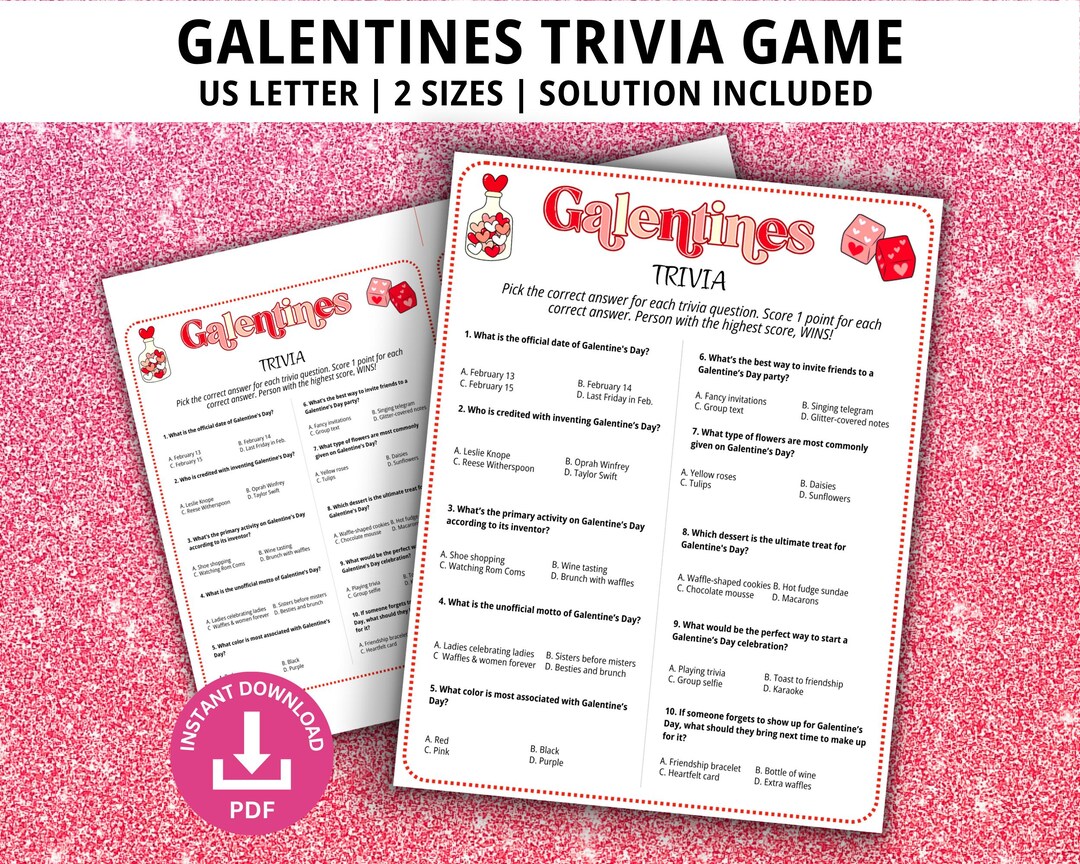 Galentines Trivia, Galentines Day Game, Galentines Day Games Printable ...