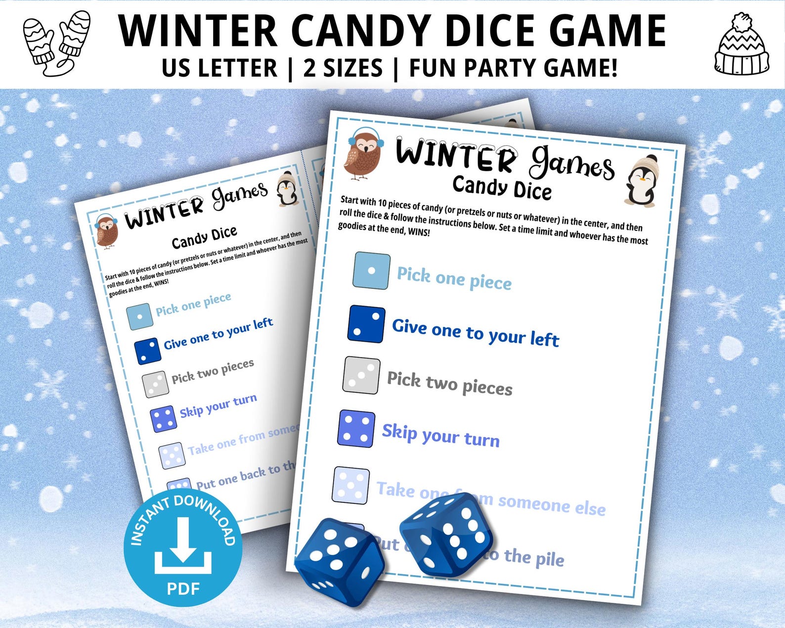 Winter Candy Dice, Winter Games, Wintertime Games, Candy Dice Game ...