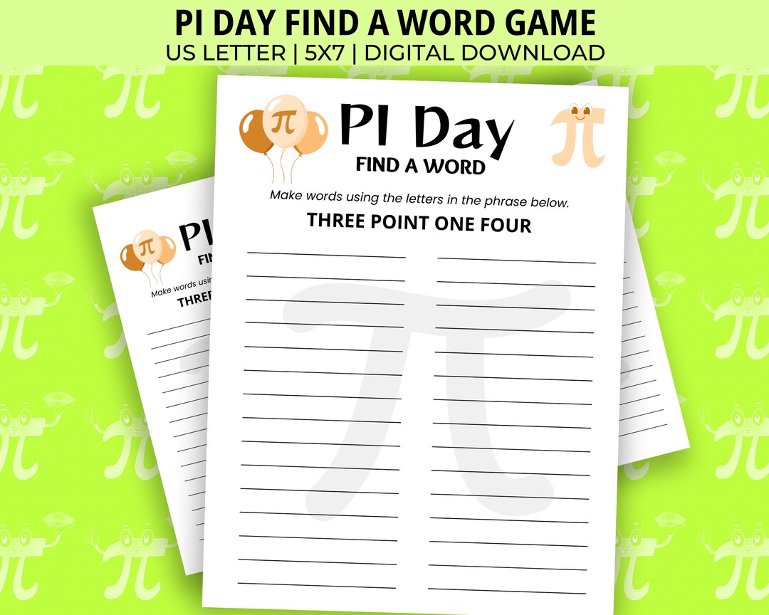 Pi Day Find a Word Game, Pi Day Game, Pi Day Download, Math Pi Day ...