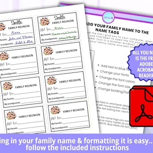 Family Reunion Name Tags, EDITABLE, Family Reunion Ideas, Printable ...