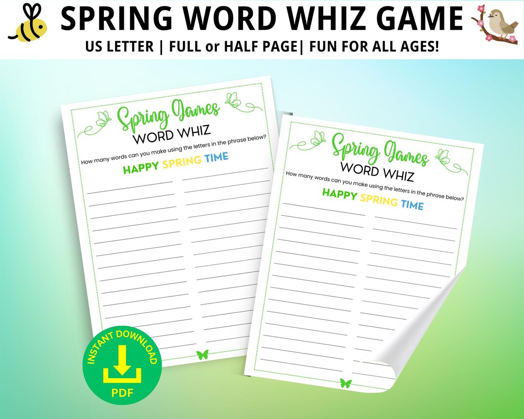 Spring Word Whiz Game, Spring Game, Spring Word Game, Kids Word Game ...