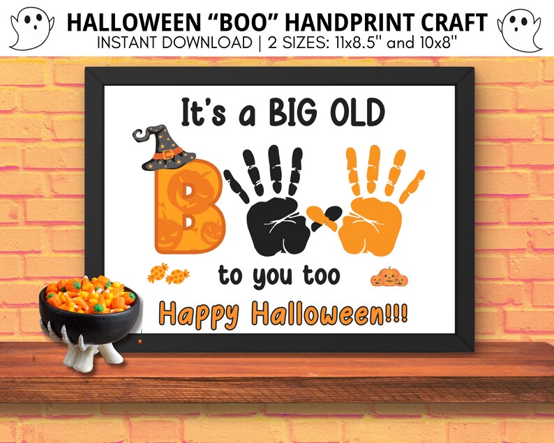 Halloween Handprint Craft, BOO Handprint, Fall Handprint Craft, Fall ...