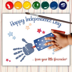 Firecracker Handprint Craft, 4th of July Handprint Craft, Patriotic ...