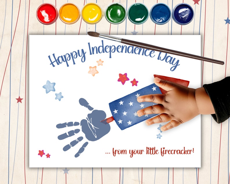 Firecracker Handprint Craft, 4th of July Handprint Craft, Patriotic ...
