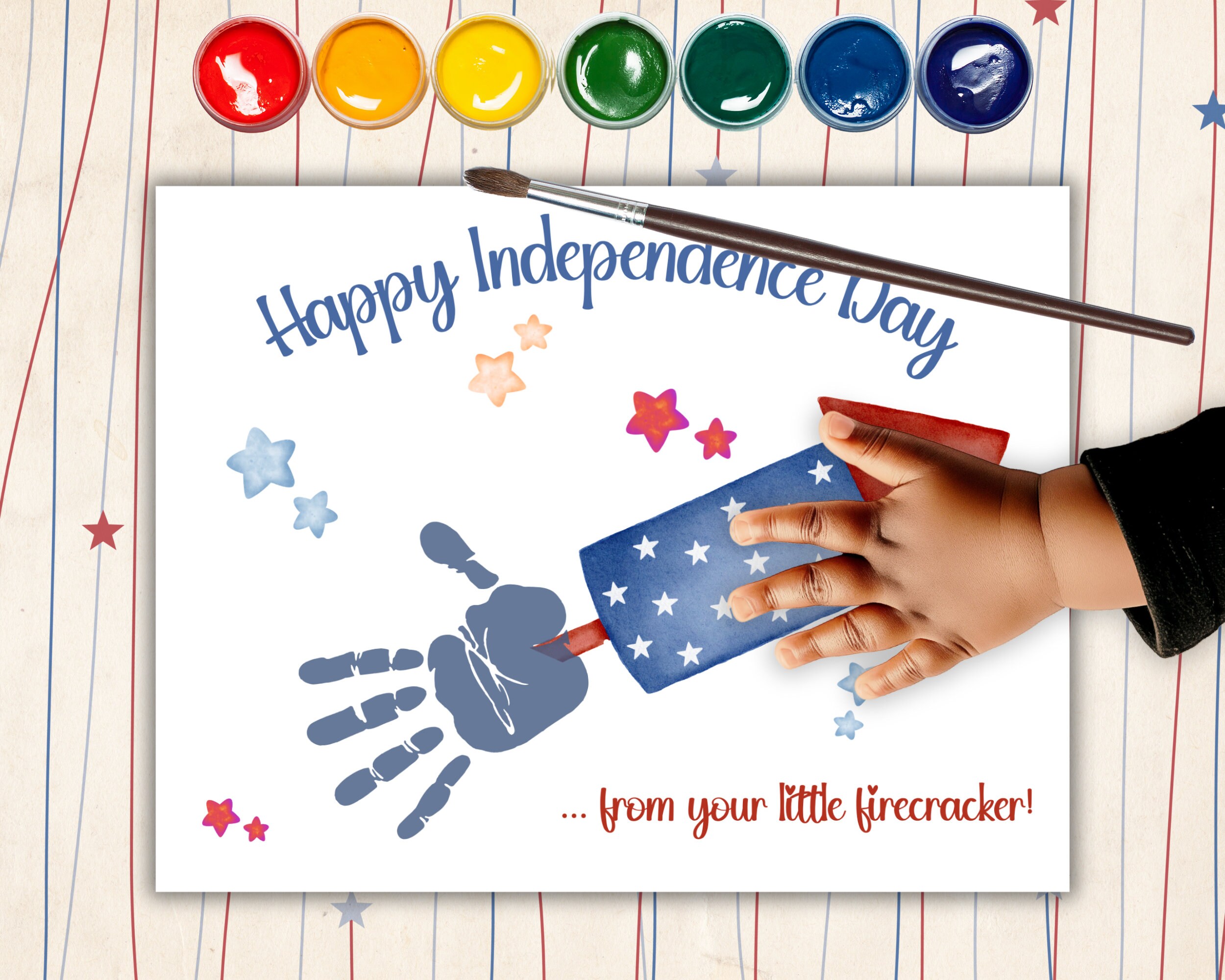 Firecracker Handprint Craft, 4th of July Handprint Craft, Patriotic ...