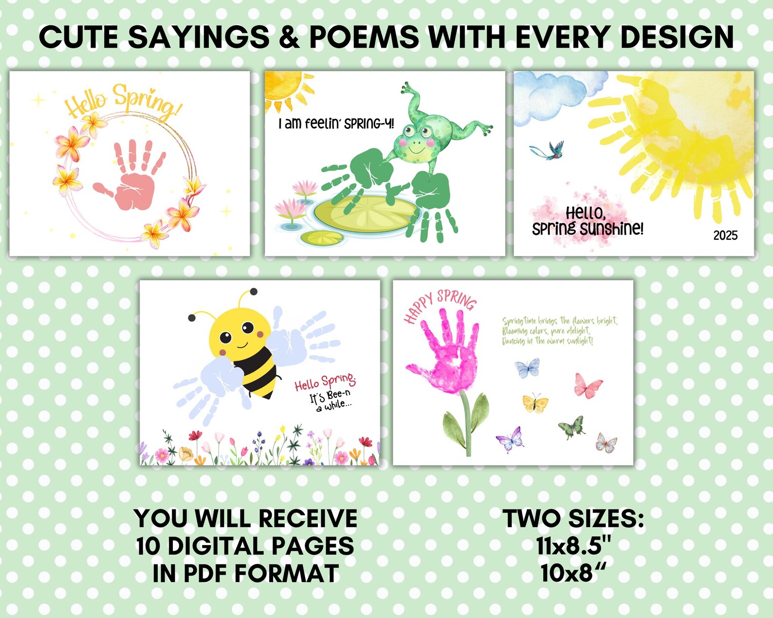 Spring Handprint Craft, 5-design BUNDLE, Handprint Art, Handprint Sign ...