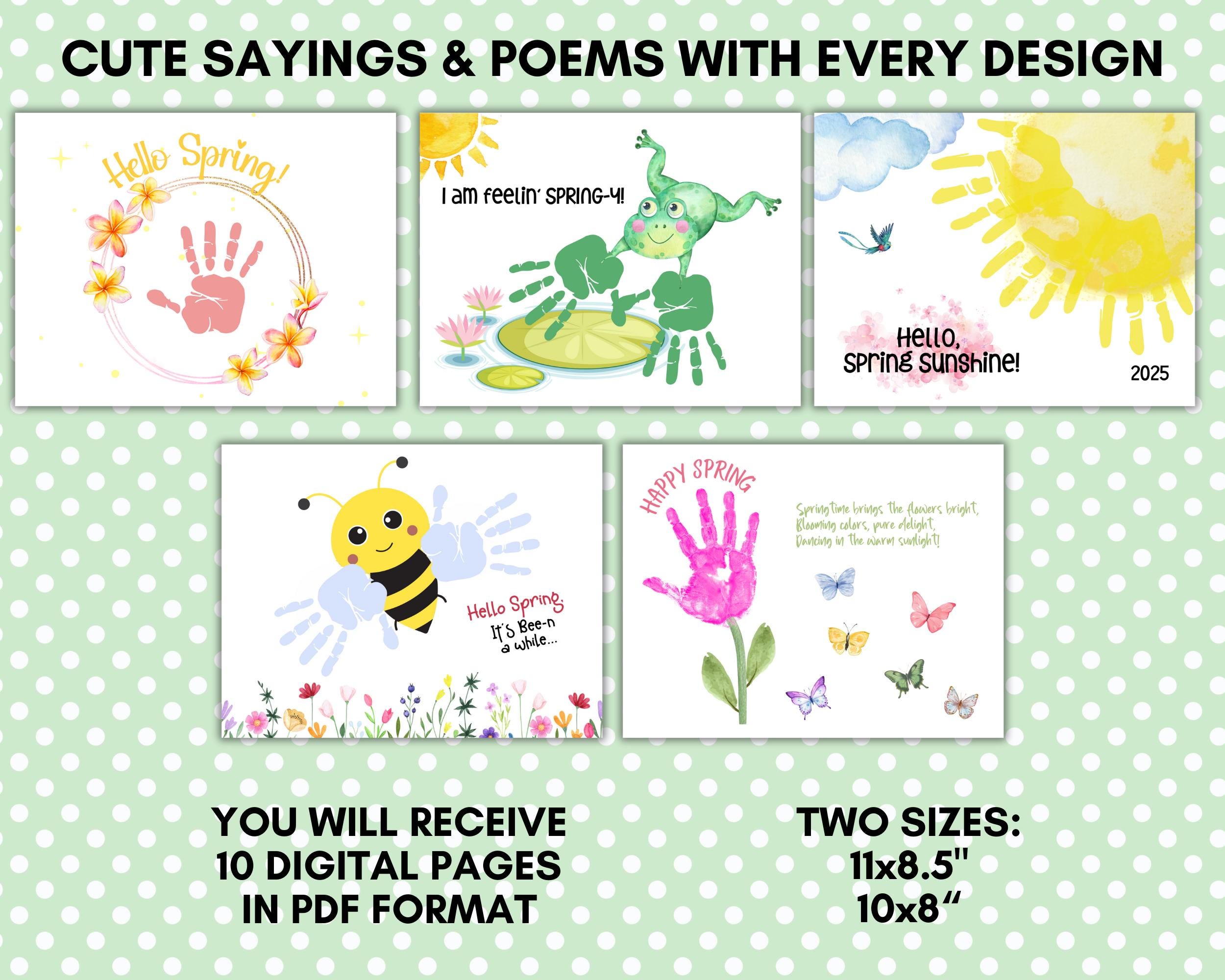 Spring Handprint Craft, 5-design BUNDLE, Handprint Art, Handprint Sign ...