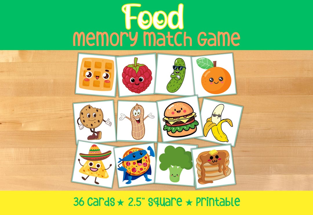 Memory Game, Matching Game, Matching Cards, Food Memory Cards ...