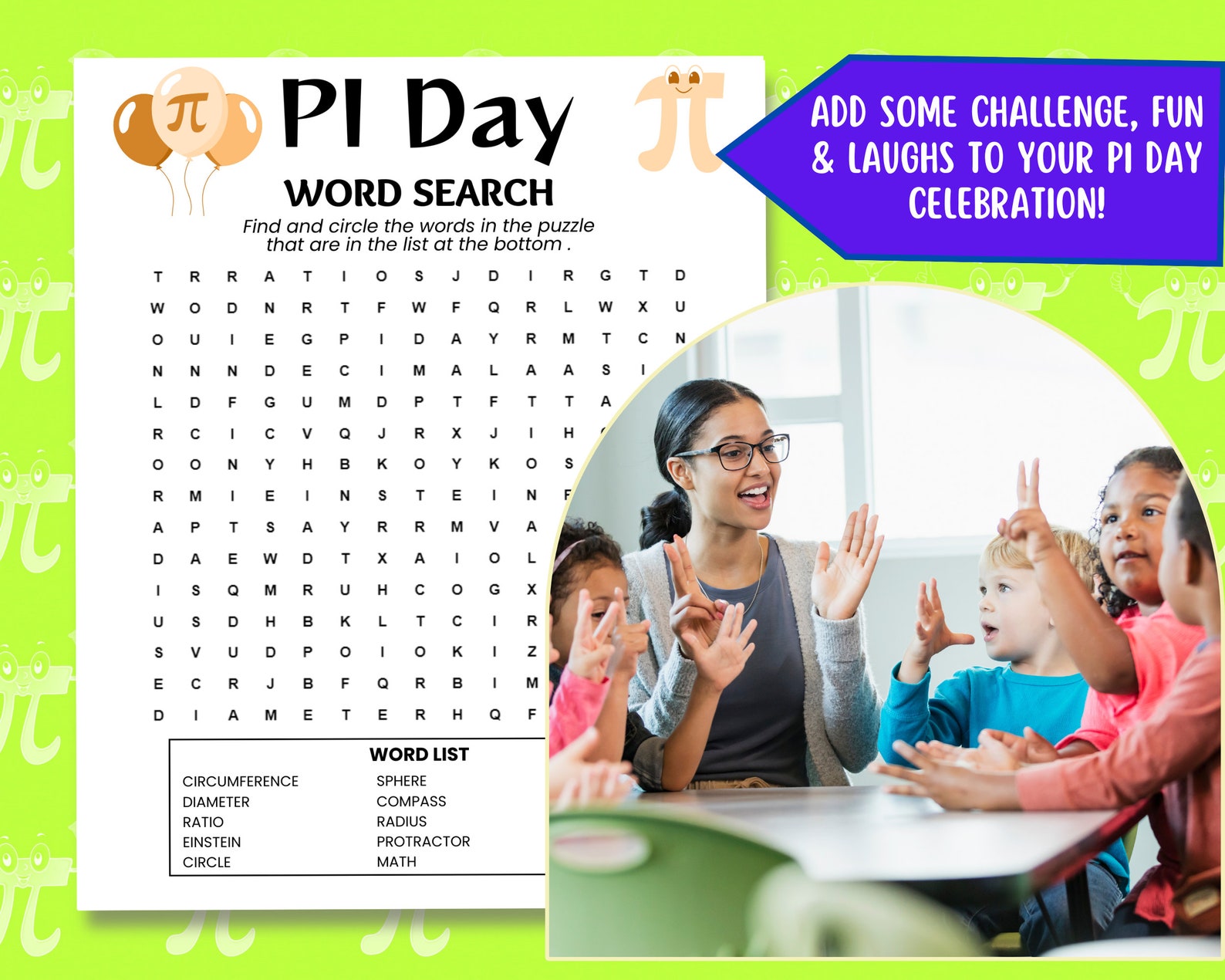 Pi Day Word Search, Pi Day Game, Pi Day Download, Math Teacher, Math Pi ...