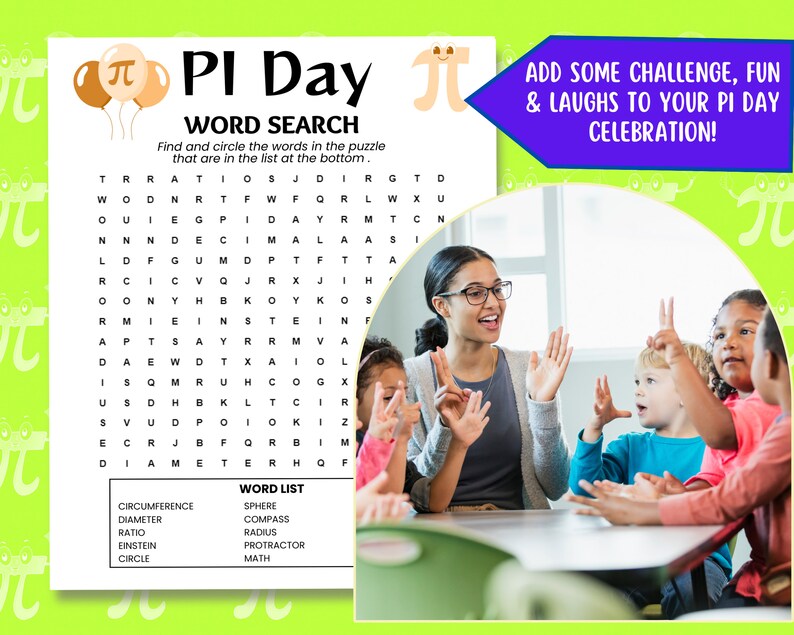 Pi Day Word Search, Pi Day Game, Pi Day Download, Math Teacher, Math Pi ...