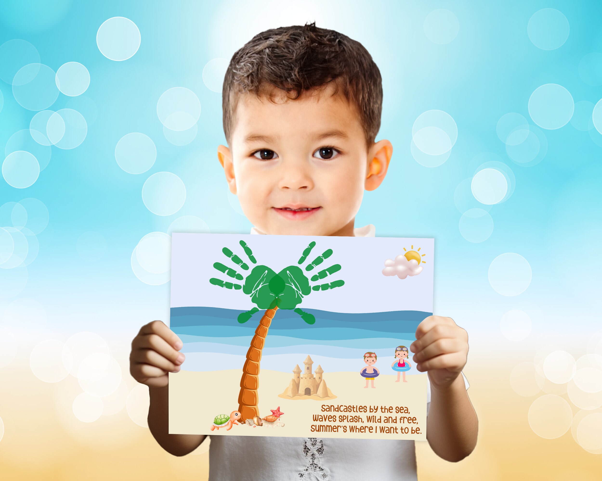 Summer Handprint Craft, Beach Handprint Craft, Summer Handprint Art ...