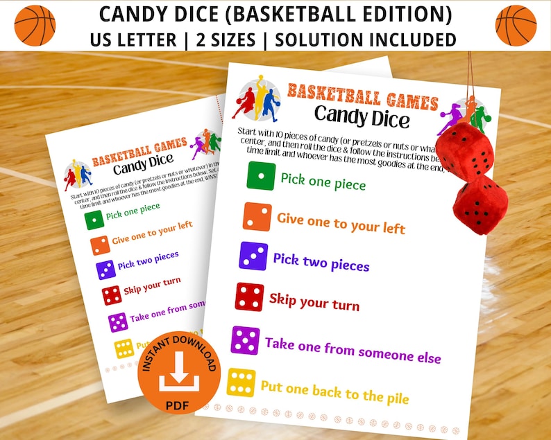 Basketball Candy Dice Game, Basketball Games, Basketball Party, Family ...