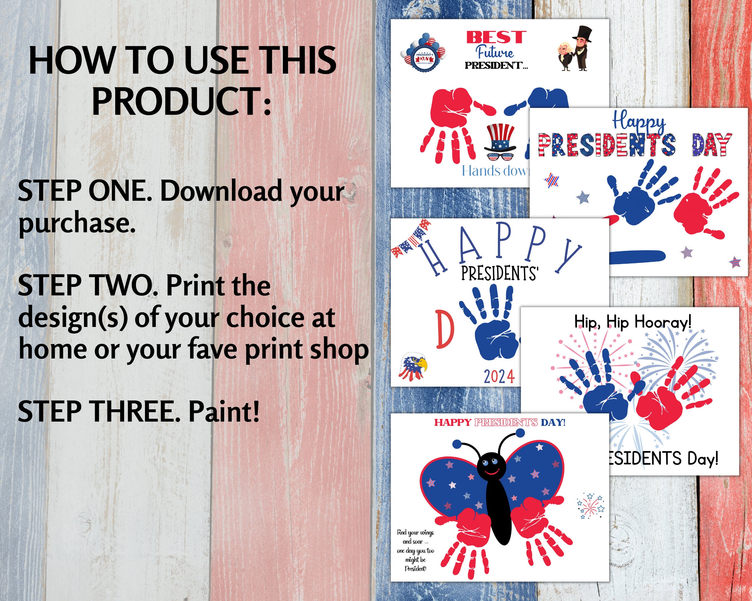 Presidents Day Handprint Craft, Patriotic Handprint Art, Handprint Sign ...