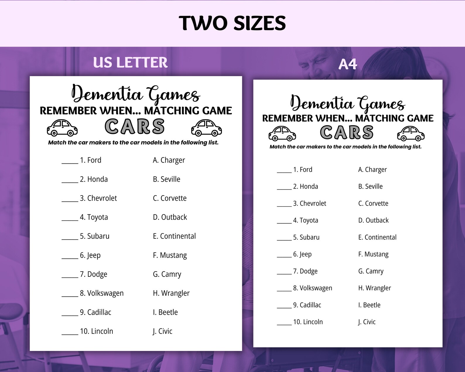 Matching Game, Dementia Game, Ice Breaker Game, Dementia Activities, Trivia for Seniors, Brain ...