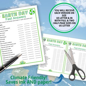 Earth Day Fast Answers Game, Earth Day Game, Earth Day Trivia, Earth ...
