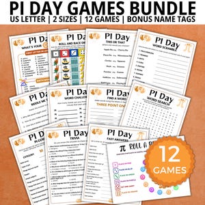 Pi Day Games, 12-game BUNDLE, Pi Day Party, Pi Day Download, Math Games ...