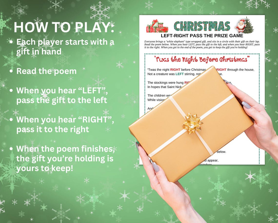 Christmas Left Right Game, Pass the Gift Game, Christmas Game, Pass the ...