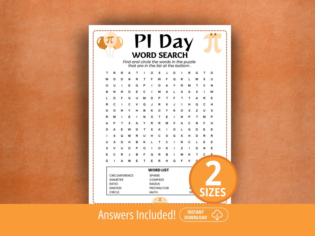 Pi Day Word Search, Pi Day Game, Pi Day Download, Math Teacher, Math Pi ...