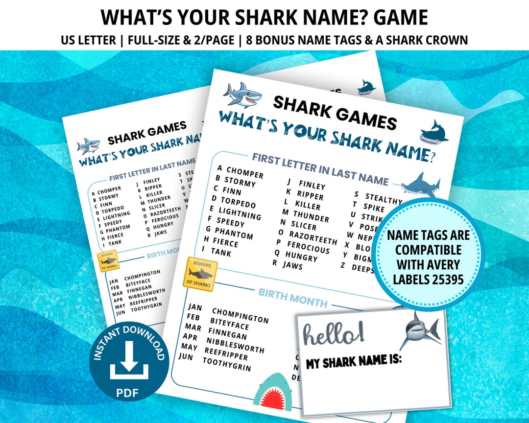 What's Your Shark Name, Shark Games, Name Game Generator, Birthday ...