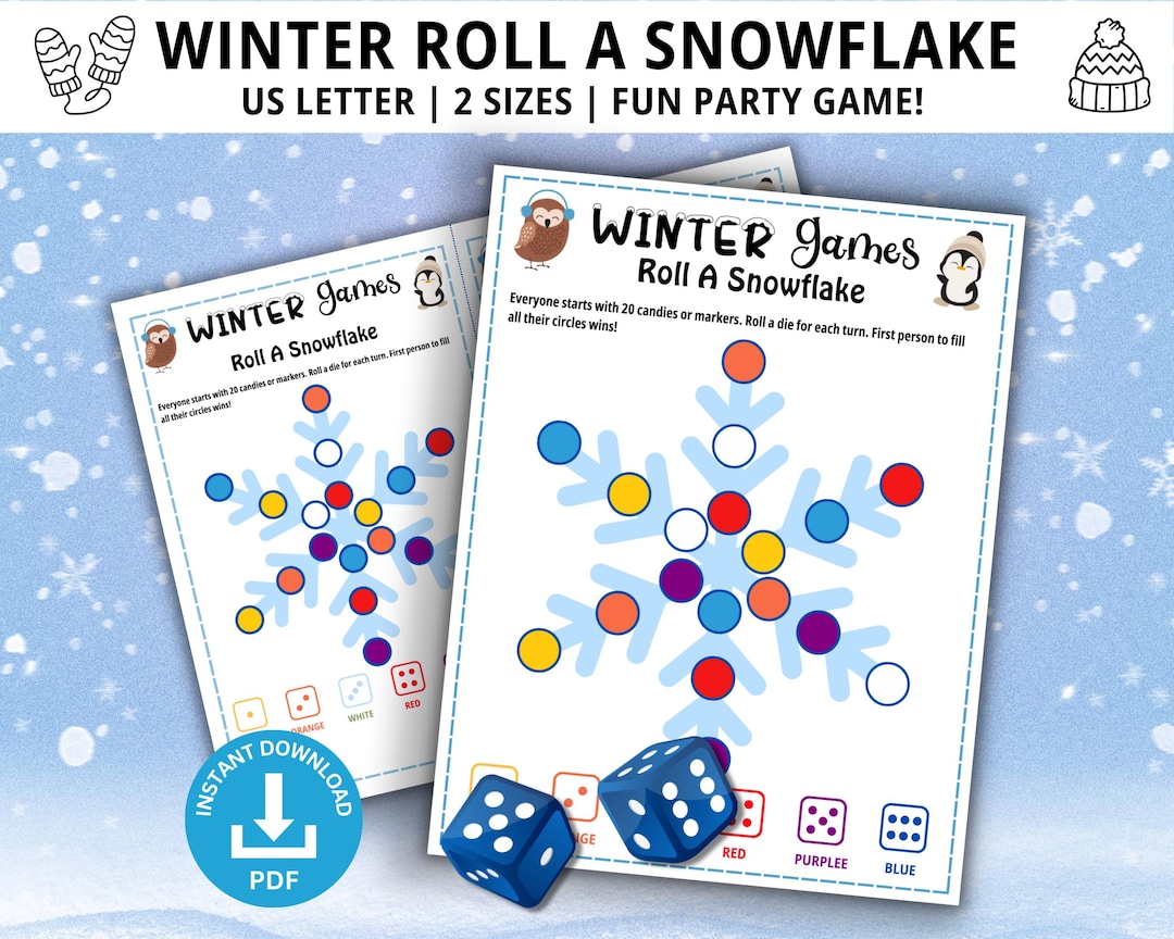 Roll a Snowflake Dice Game, Winter Games, Wintertime Games, Candy Dice ...