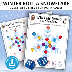 Roll a Snowflake Dice Game, Winter Games, Wintertime Games, Candy Dice ...