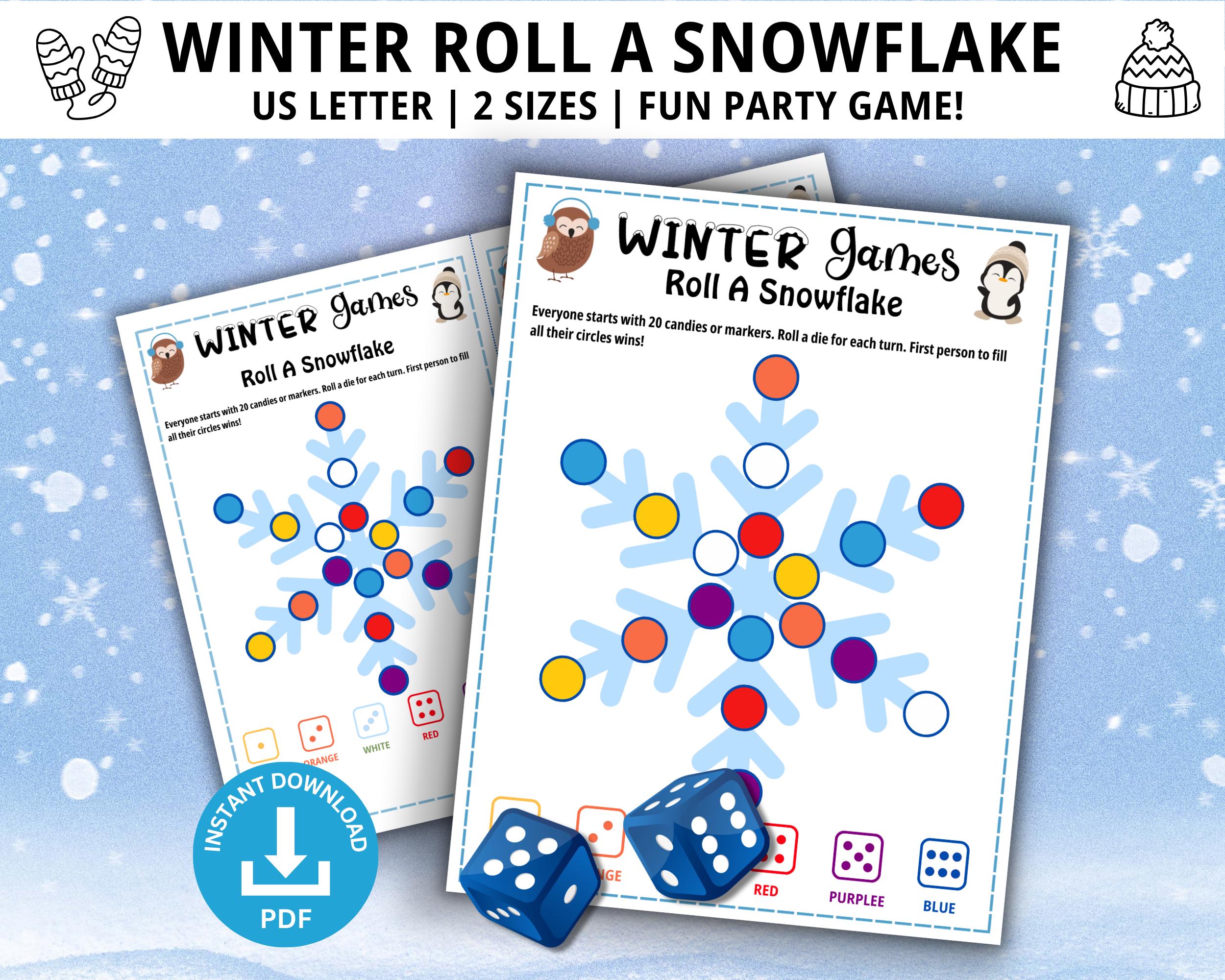 Roll a Snowflake Dice Game, Winter Games, Wintertime Games, Candy Dice ...